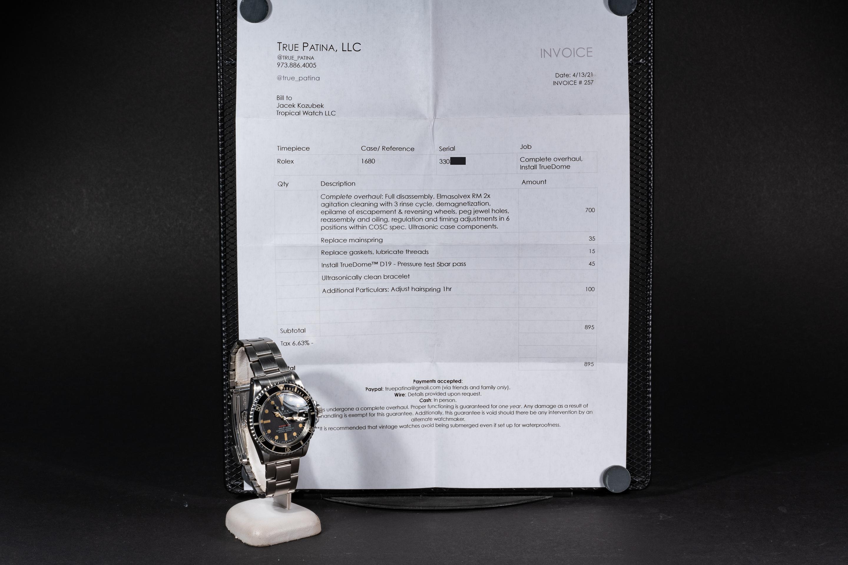 FS: 1972 Rolex Red Submariner 1680 MK 4 Dial with Papers and Service ...